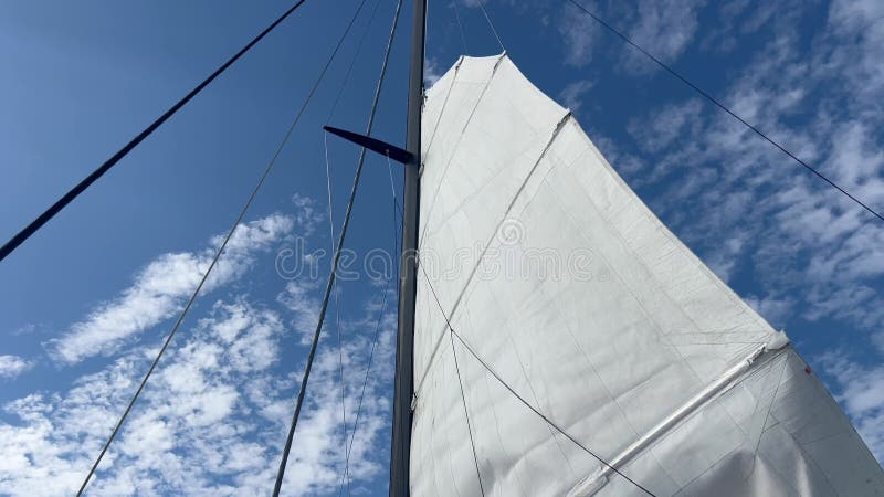 Rigging Up a Tall Large Sailboat Sail Mast Stock Video - Video of ...