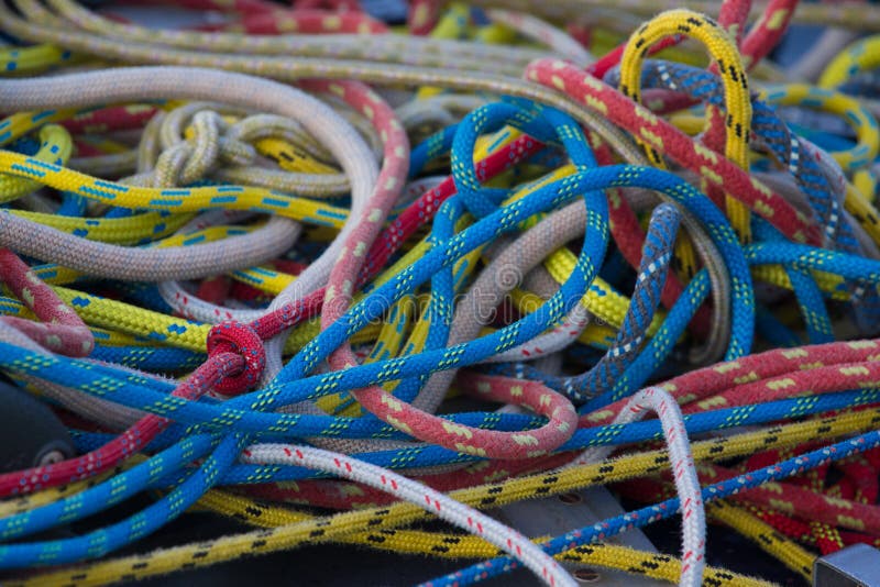 Rigging on a Yacht. Colorful Ropes Stock Photo - Image of cord ...