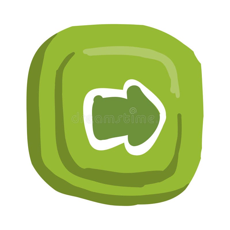 Right Arrow Button in Cartoon Doodle Style, Mobile App Asset, Arrow ...