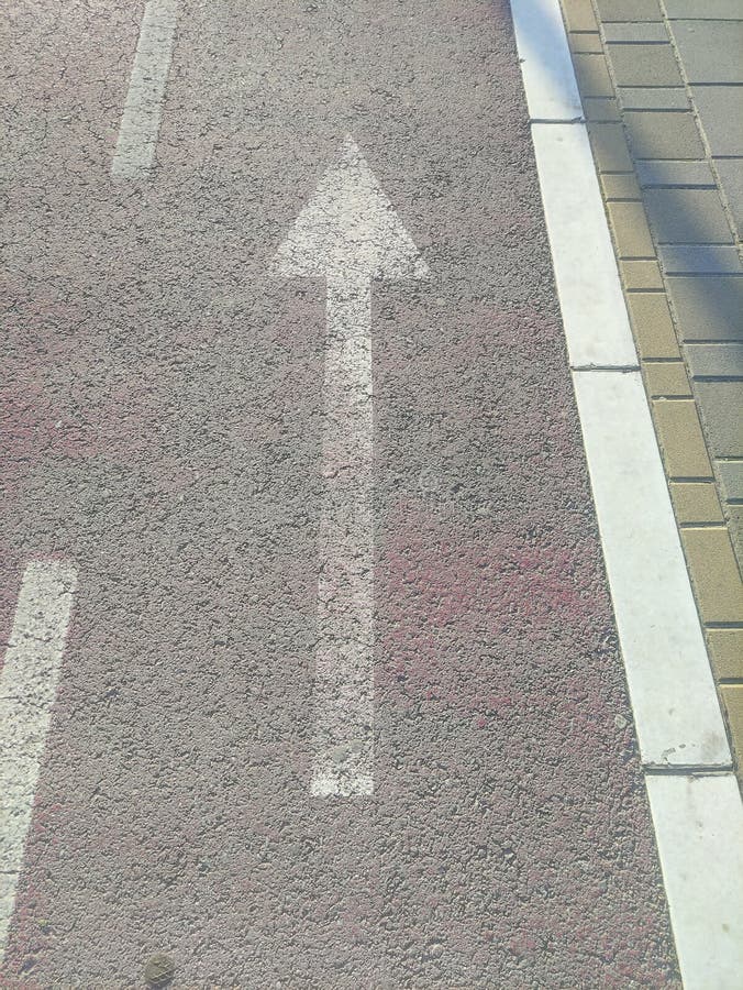 Right Arrow Drawn on the Bicycle Path Stock Photo - Image of path ...