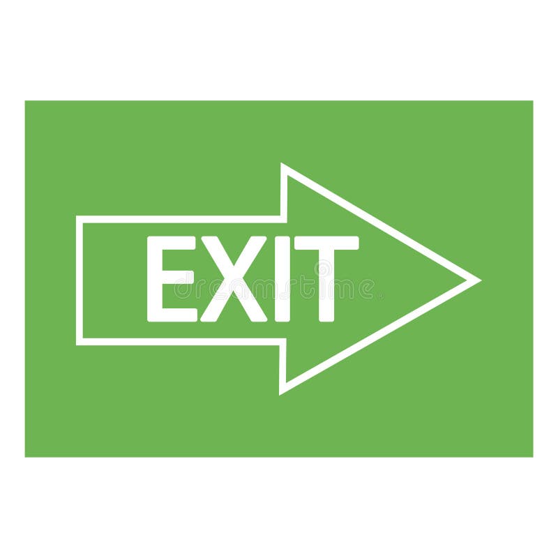 Right Arrow on a Green Background. Exit Inscription on the Arrow. Fire ...