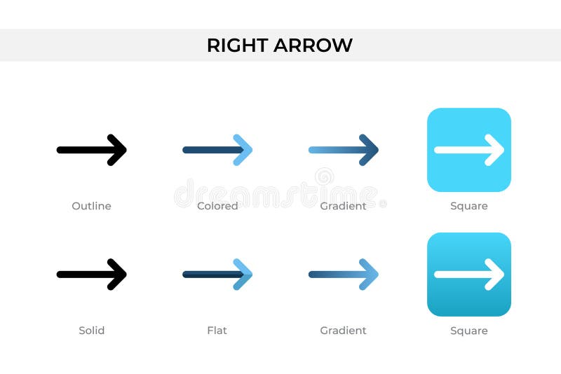 Right Arrow Icon in Different Style. Right Arrow Vector Icons Designed ...