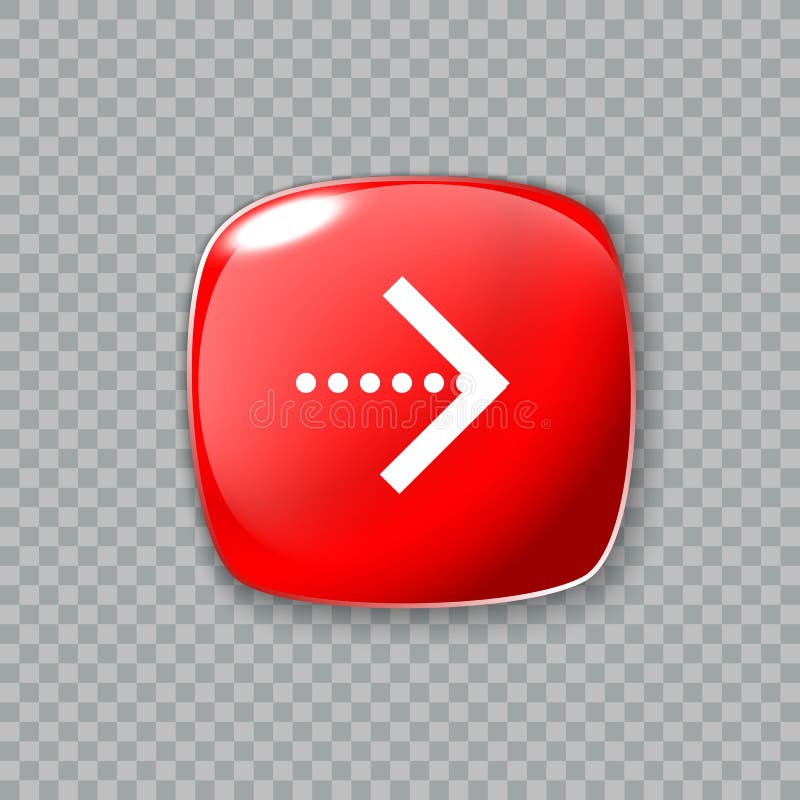 Right Arrow Icon. Glossy Red Button. Vector Illustration Stock Vector ...