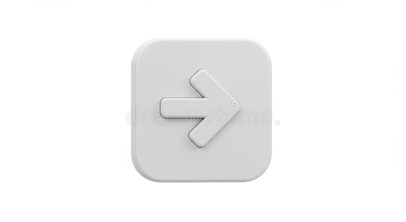 Right Arrow Icon on a White Button 3d Render Stock Illustration ...