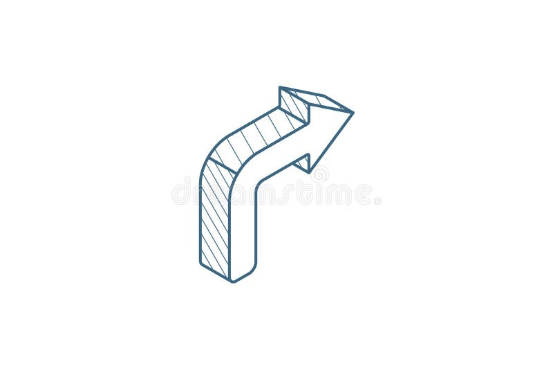 Right Arrow Isometric Icon. 3d Line Art Technical Drawing. Editable ...
