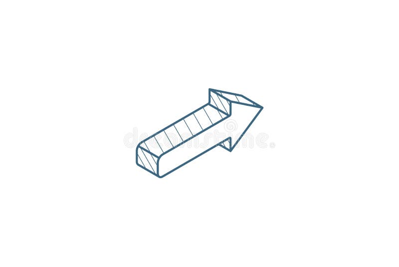 Right Arrow Isometric Icon. 3d Line Art Technical Drawing. Editable ...