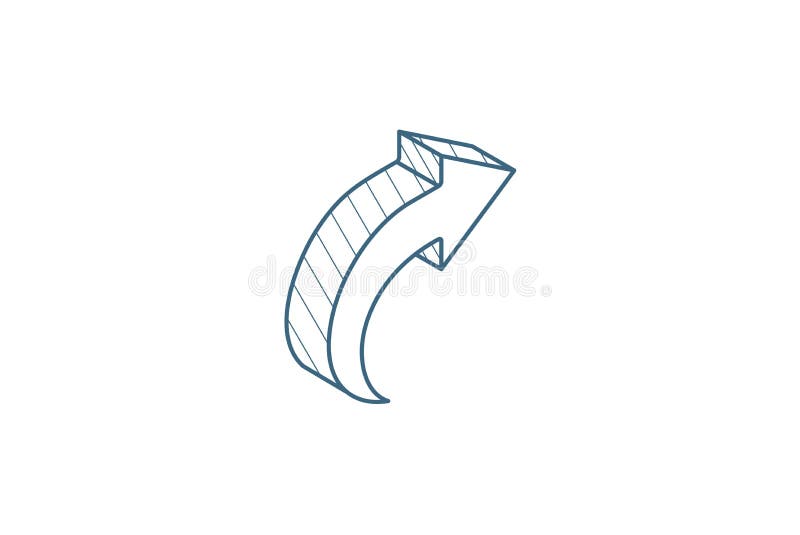 Right Arrow Isometric Icon. 3d Line Art Technical Drawing. Editable ...