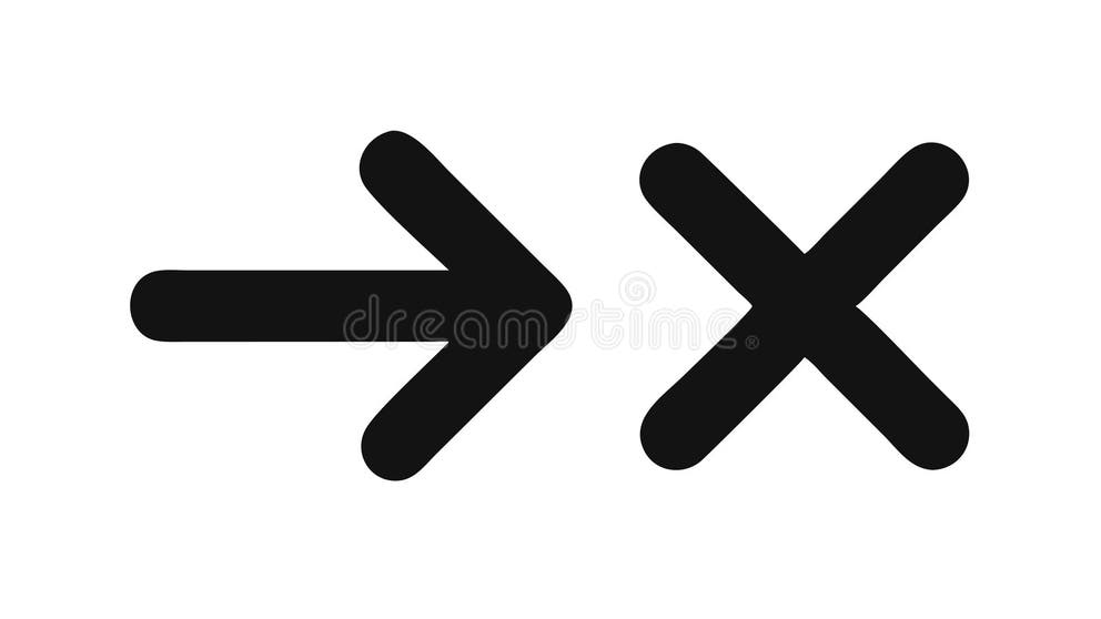 Right Arrow and X Mark Icon Vector Illustration, Vector Design ...
