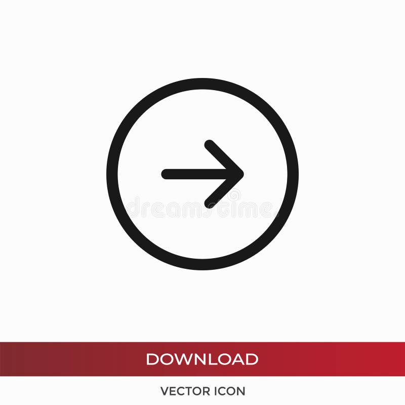 Right Arrow, Next Button Vector Icon in Modern Design Style for Web ...