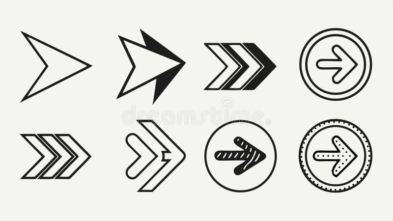 Right Arrow Outline Set, Direction, Navigation, Pointer, Forward, Next, Vector Design ...