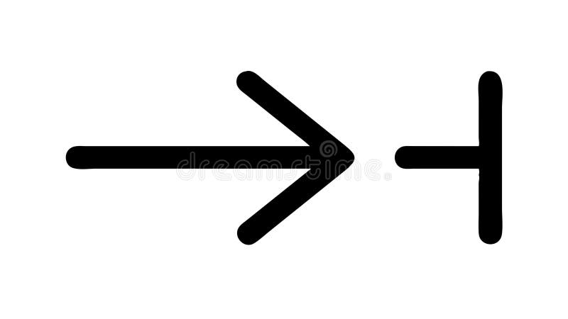 Right Arrow with Stop Line, Indicating the End or Terminal Point ...