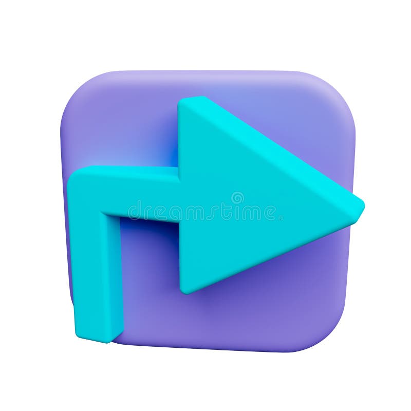 Right Arrow Turn 3d Icon Render Illustration Stock Illustration ...