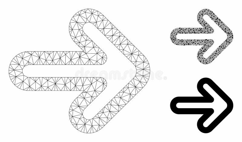 Right Arrow Vector Mesh Wire Frame Model and Triangle Mosaic Icon Stock ...