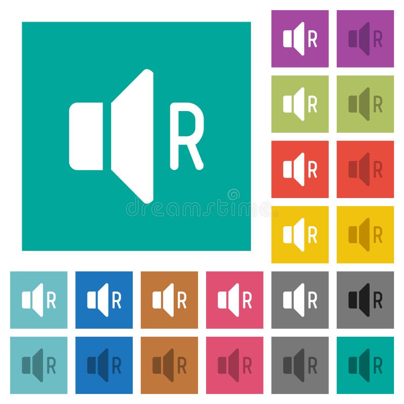 Right Audio Channel Square Flat Multi Colored Icons Stock Vector ...