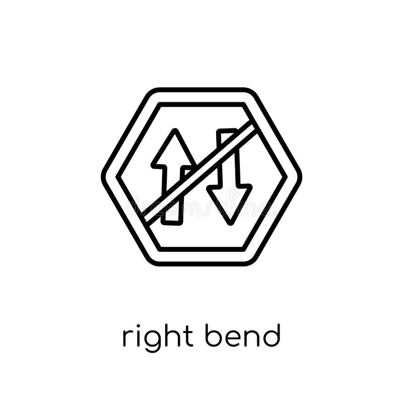 Right Reverse Bend Sign Icon. Trendy Flat Vector Right Reverse B Stock Vector - Illustration of ...
