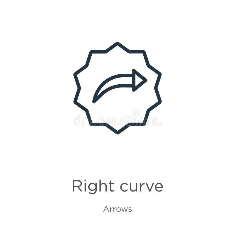 Right Curve Icon. Thin Linear Right Curve Outline Icon Isolated on ...