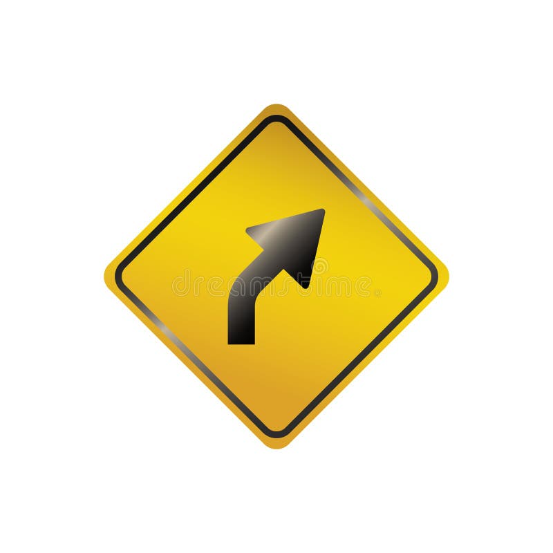 Right Curve Road Sign. Vector Illustration Decorative Design Stock ...