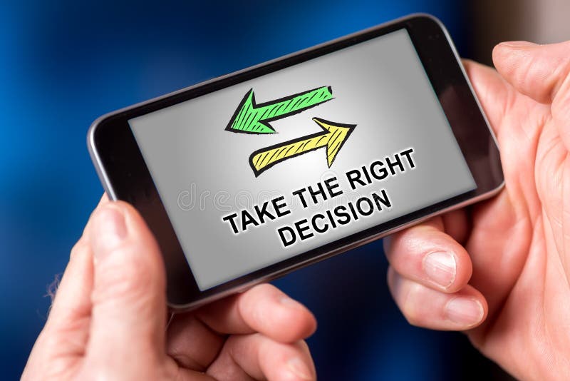 Right Decision Concept on a Smartphone Stock Photo - Image of making ...