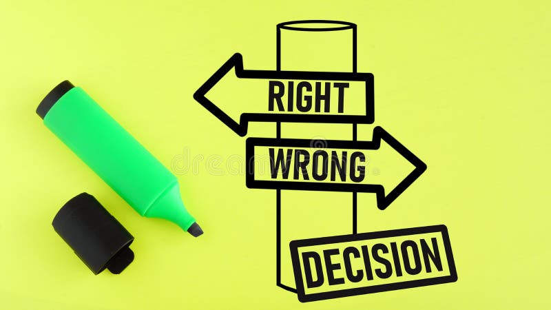 Right Decision - Wrong Decision is Shown Using the Text Stock Image ...