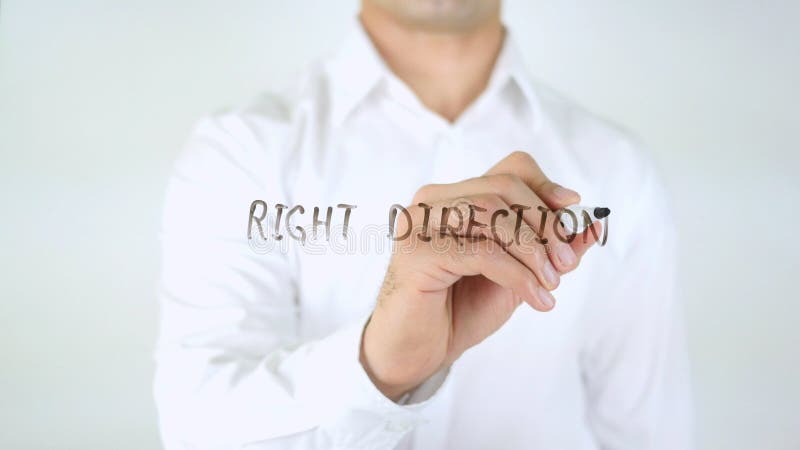 Right Direction, Man Writing on Glass Stock Photo - Image of whiteboard ...