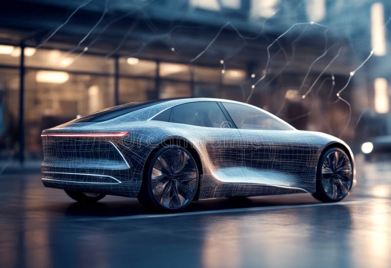 Right Electric Digital Car Side Rendering Twin Image 3d Autonomous ...