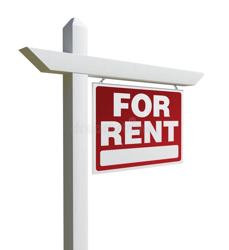 Right Facing for Rent Real Estate Sign Isolated on a White Background ...