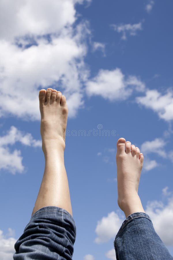 Right Foot Forward or Upward. Stock Photo - Image of carefree, white ...