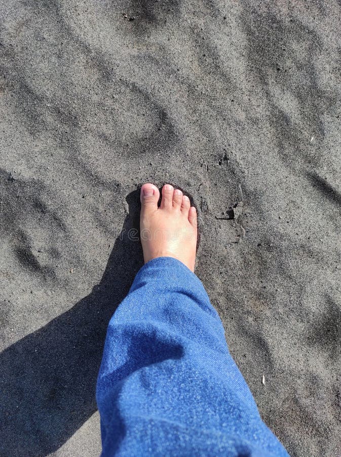 Right Foot Planted on the Sand Stock Photo - Image of blue, right ...