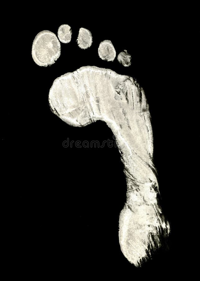 Right footprint on black stock image. Image of digit, sole - 2875411