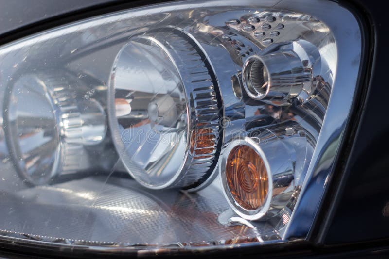 Right Front Headlight of the Car. Headlights Stock Photo - Image of ...