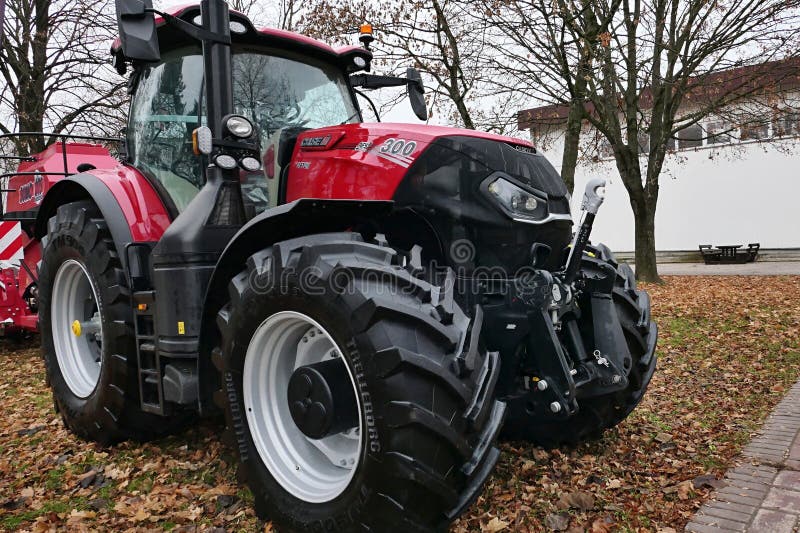 Right Front View of Modern Large Agricultural Tractor Case Optum 300 ...