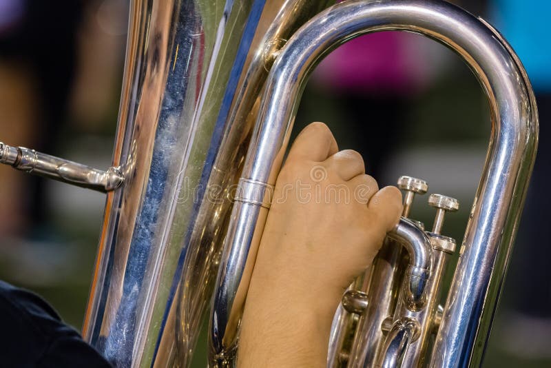 Right Hand of a Baritone Player at Rehearsal Stock Photo - Image of ...