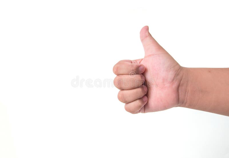 Right Hand of a Boy Thumbs Up White Backdrop Stock Image - Image of ...