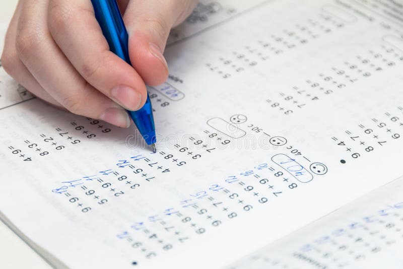 Homework - Child Solves Math Examples Stock Image - Image of process ...