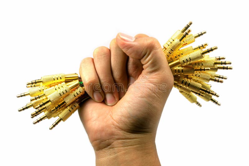 Right Hand Holding Audio Jack Stock Image - Image of protest, metaphor ...