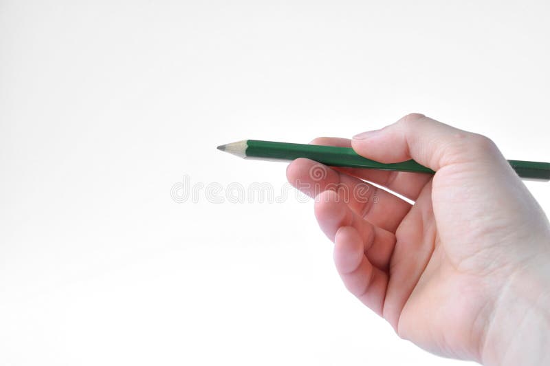 Right Hand with a Green Pencil Stock Image - Image of business, sign ...