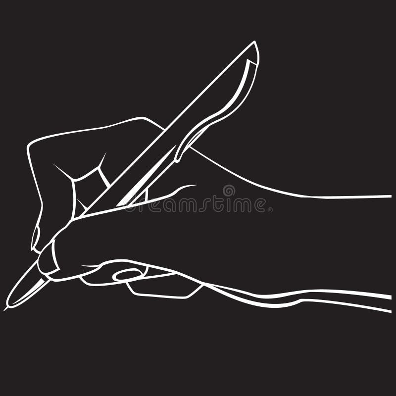 Hand Holding Pen Black Outline White Stock Illustrations – 320 Hand ...