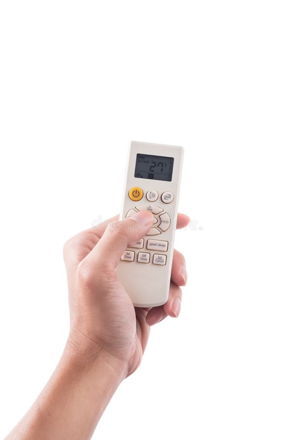 Hand with Air Conditioner Remote Control Isolated on White Background ...