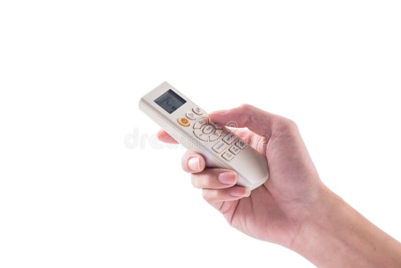Hand With Air Conditioner Remote Control Isolated On White Background ...
