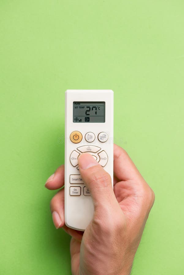 Hand With Air Conditioner Remote Control Isolated On White Background ...