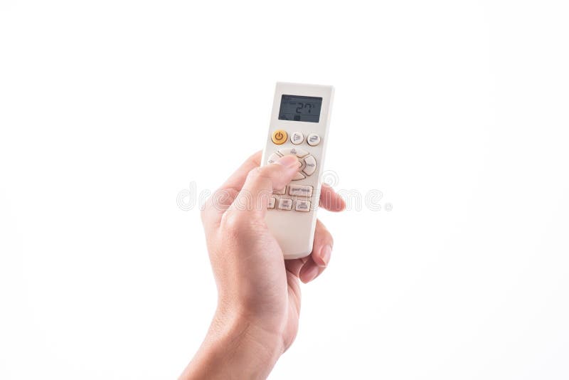 Hand with Air Conditioner Remote Control Isolated on White Background ...