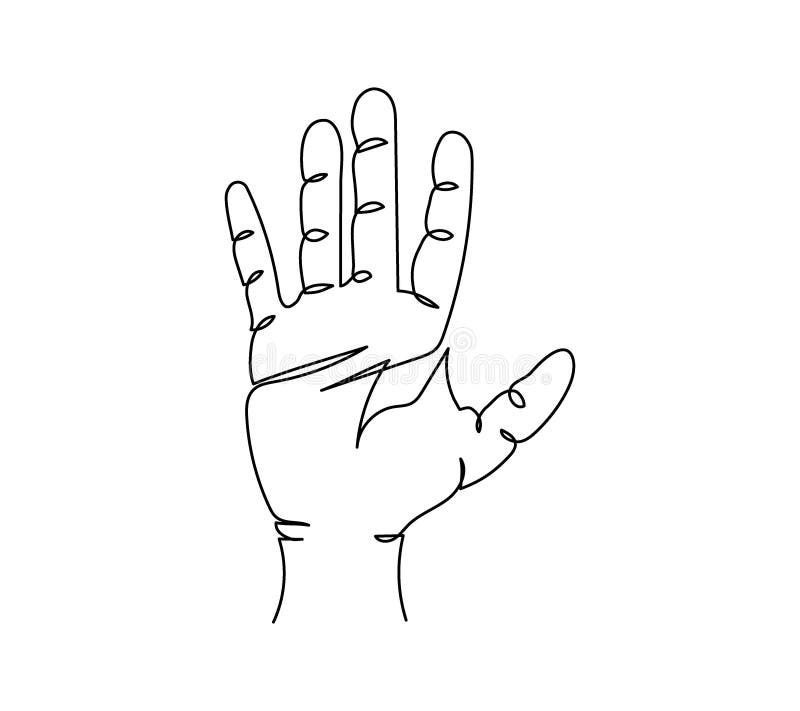 Right Hand One Line Art. Continuous Line Drawing of Gesture, Palm ...