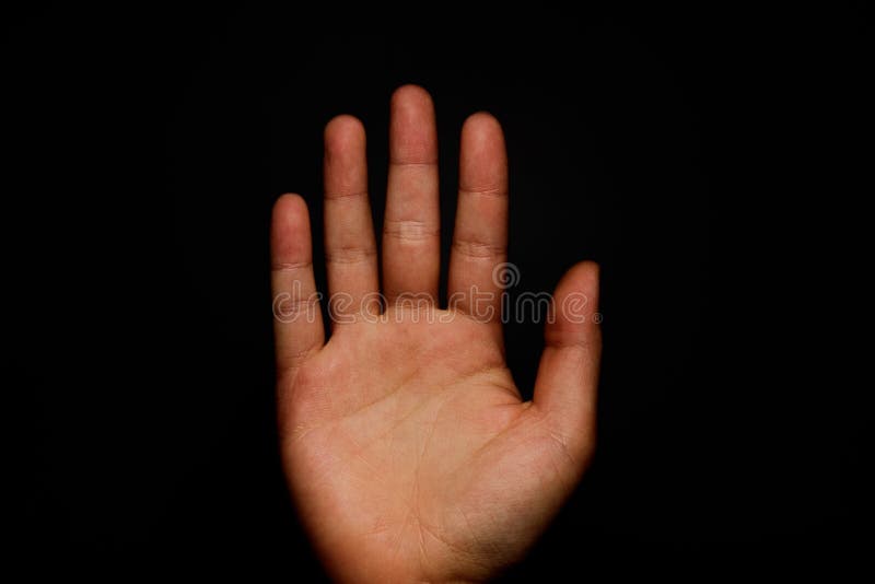 Right Hand Palm on Black Background Stock Image - Image of gesture ...