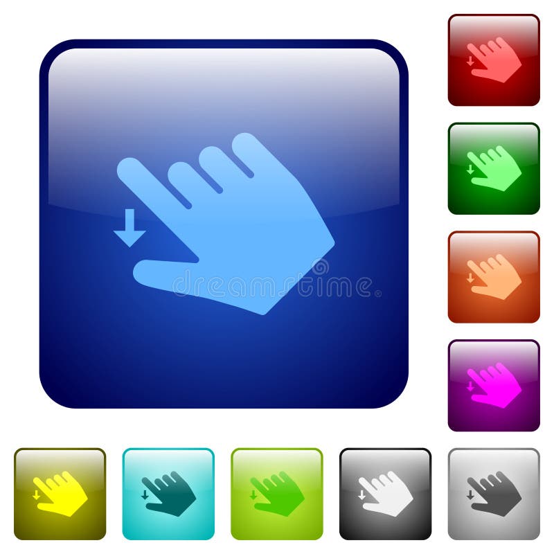 Right Handed Move Down Gesture Color Square Buttons Stock Vector ...