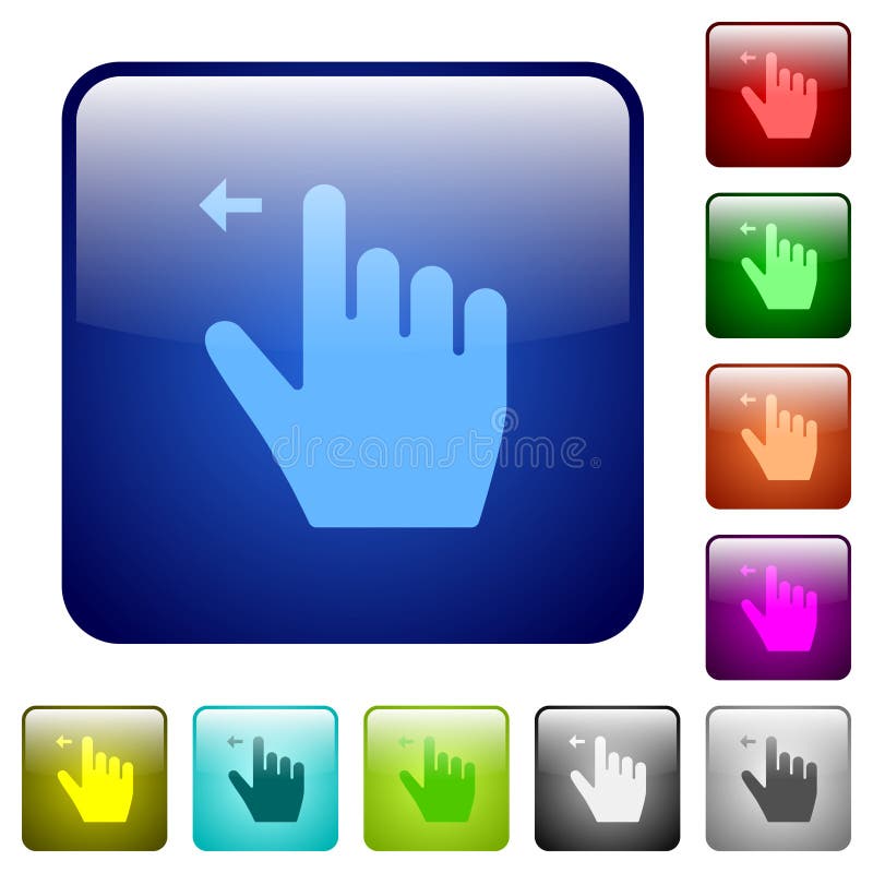 Right Handed Move Left Gesture Color Square Buttons Stock Vector Illustration Of Interaction