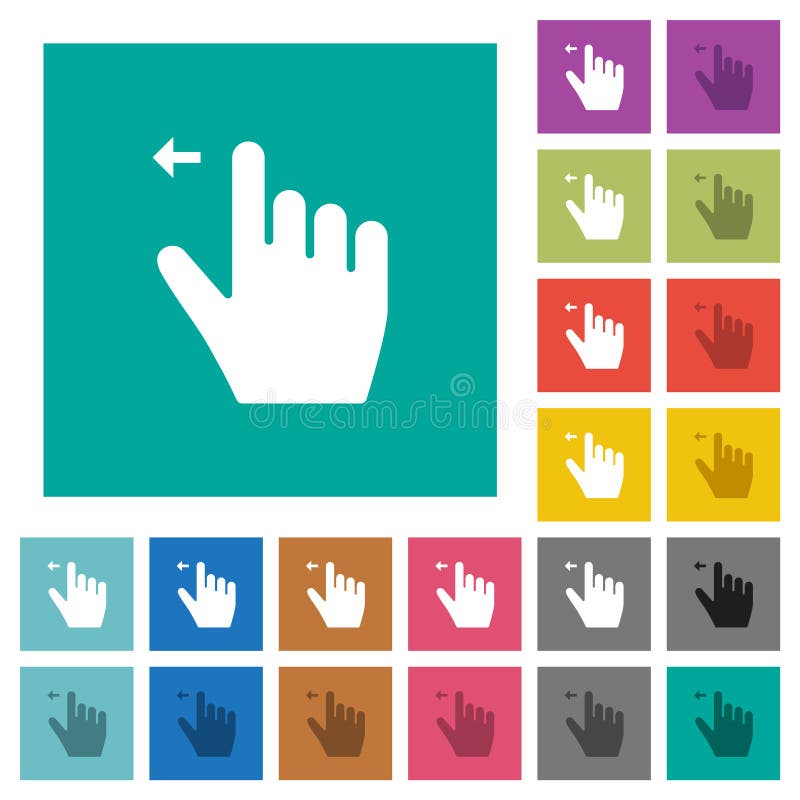 Right Handed Move Left Gesture Square Flat Multi Colored Icons Stock ...