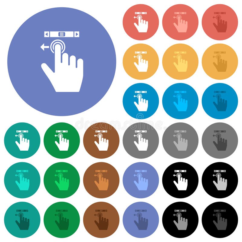 Right Handed Scroll Left Gesture Round Flat Multi Colored Icons Stock ...