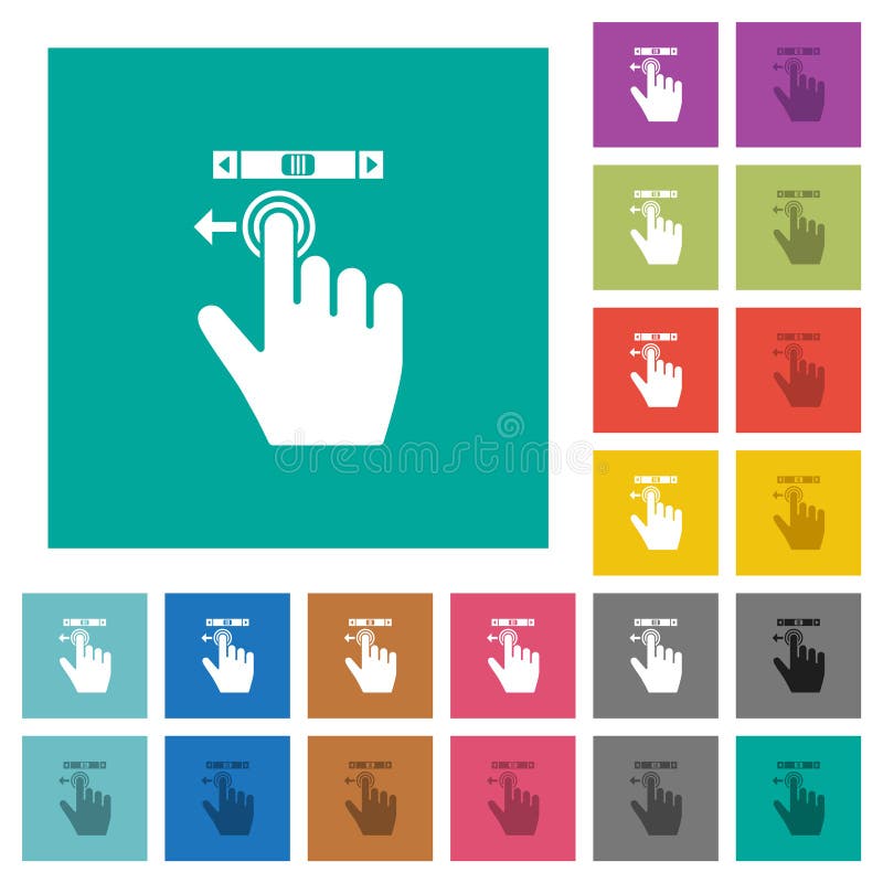 Right Handed Scroll Left Gesture Square Flat Multi Colored Icons Stock ...