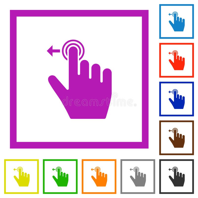 Right Handed Slide Left Gesture Flat Framed Icons Stock Vector ...