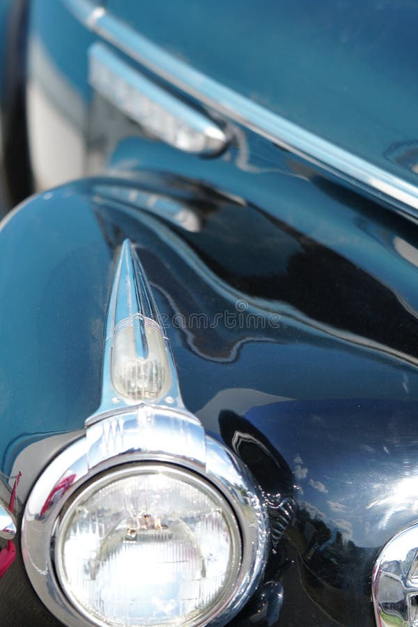 Right Headlight and Wing of a Vintage Car Stock Photo - Image of ...